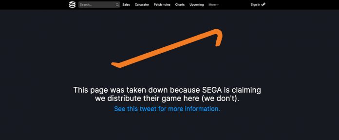 SteamDB receives DMCA notice from Sega - AUTOMATON WEST