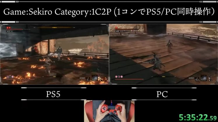 Sekiro player clears “one controller, two screens (two copies ...