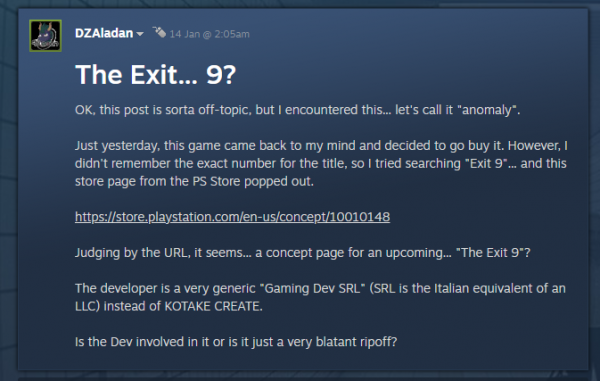 The Exit 8 developer denies involvement with “The Exit 9” copycat game ...