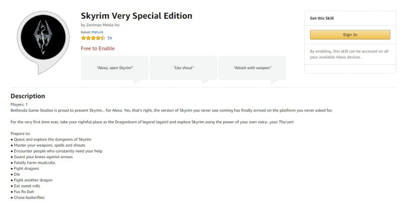 Bethesdaカンファレンスで流れた音声RPG『Skyrim Very Special Edition』は実在した。Alexaスキルとして ...