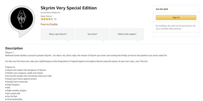 Bethesdaカンファレンスで流れた音声RPG『Skyrim Very Special Edition』は実在した。Alexaスキルとして ...