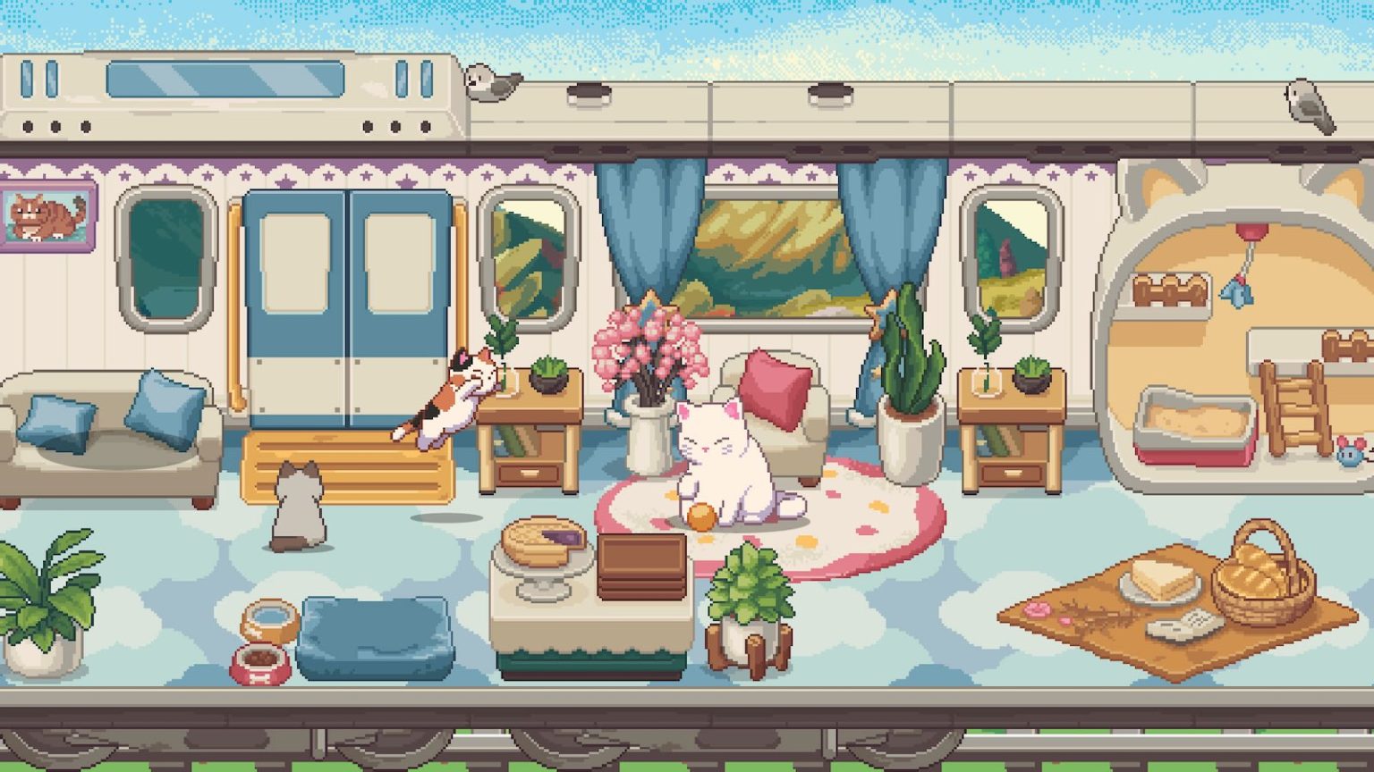 電車を猫まみれにする放置系ゲーム『ネコの車掌さん』発表。“乗客ネコ”の好みにあわせて車内をカスタマイズ、ついでになでたり餌をあげたり ...